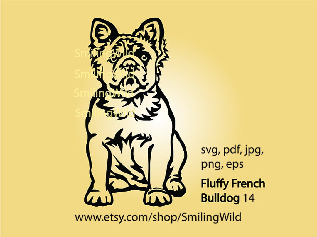 Fluffy French Bulldog Svg Portrait Vector Graphic Art Head Cute Dog ...