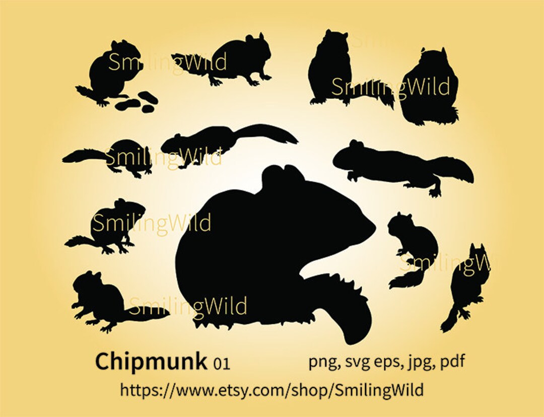 Chipmunk Svg Silhouette Bundle Chipmunk Cuttable Vector Clip - Etsy