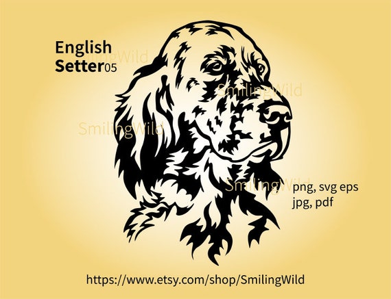 English Setter Svg Clip Art Face Portrait English Setter - Etsy