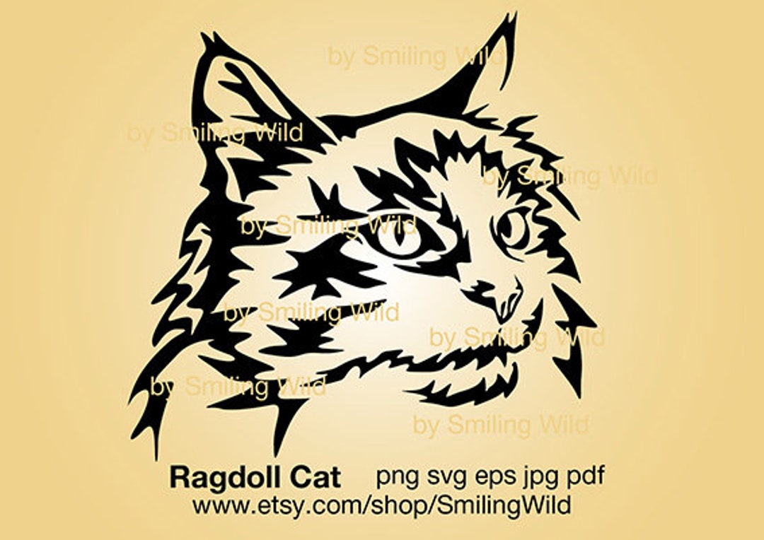Ragdoll Cat Svg Portrait Vector Graphic Art Ragdoll Cat Cut File ...
