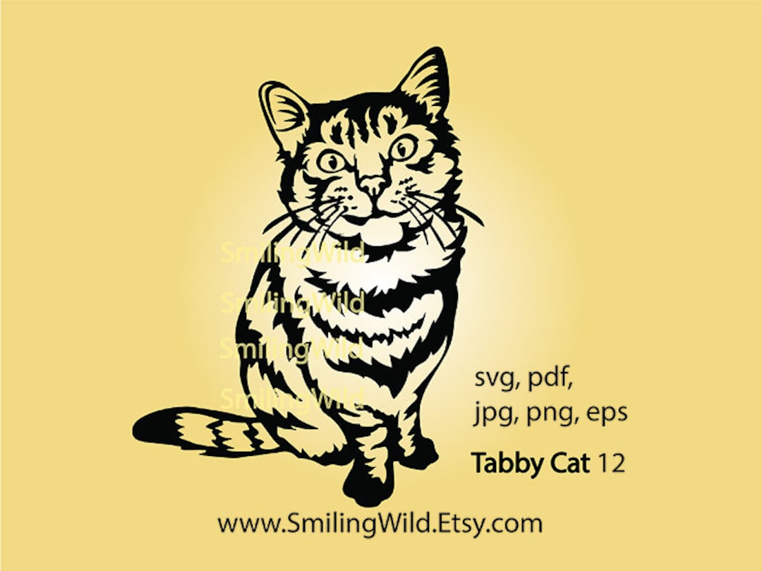 Tabby Cat Svg Vector Graphic Design, Kitten Cuttable Clip Art Png File ...