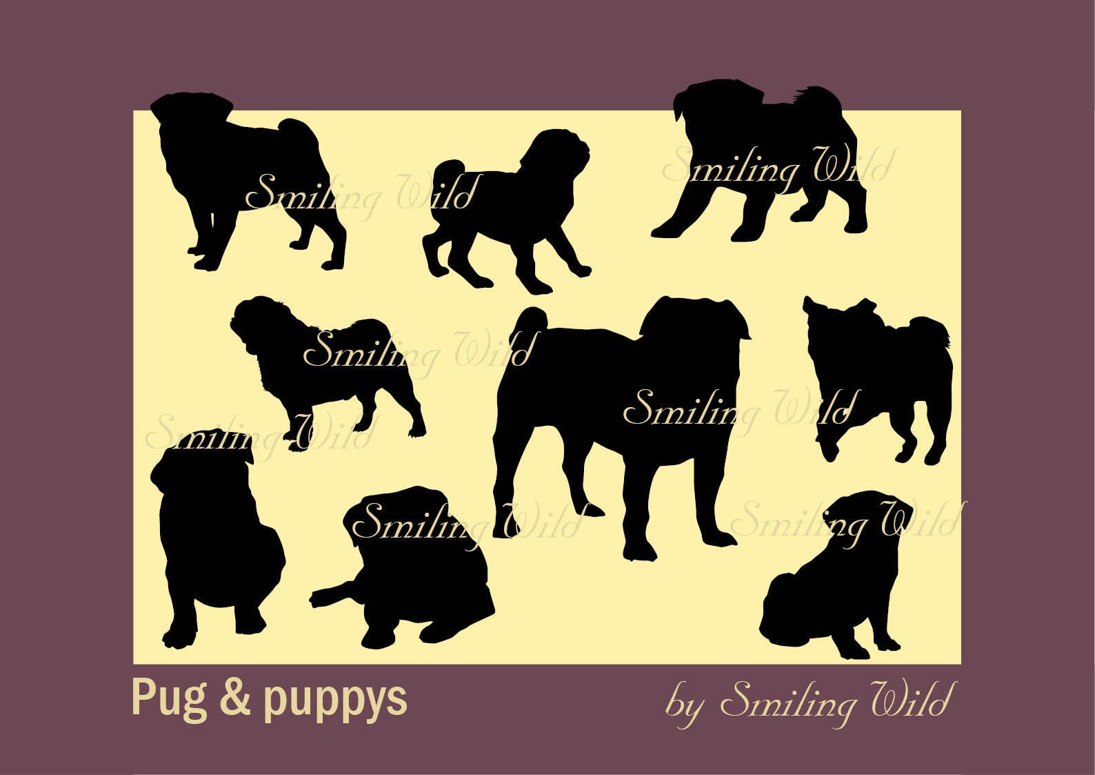 Pug Dog Svg Silhouette Puppy Svg Clipart Pug Mopshond Vector - Etsy