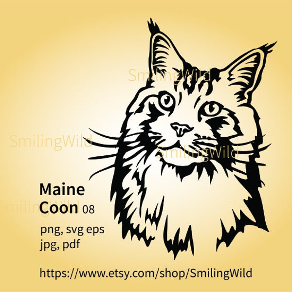 Maine Coon Cat Vector - Etsy