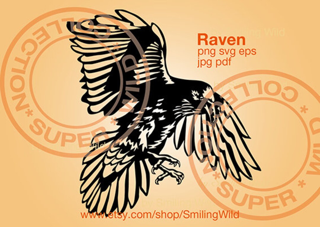 Flying Raven Svg Clipart Flying Bird Cut File Cricut Cuttable - Etsy ...