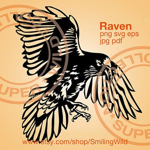 Flying Raven Svg Clipart Flying Bird Cut File Cricut Cuttable Raven ...