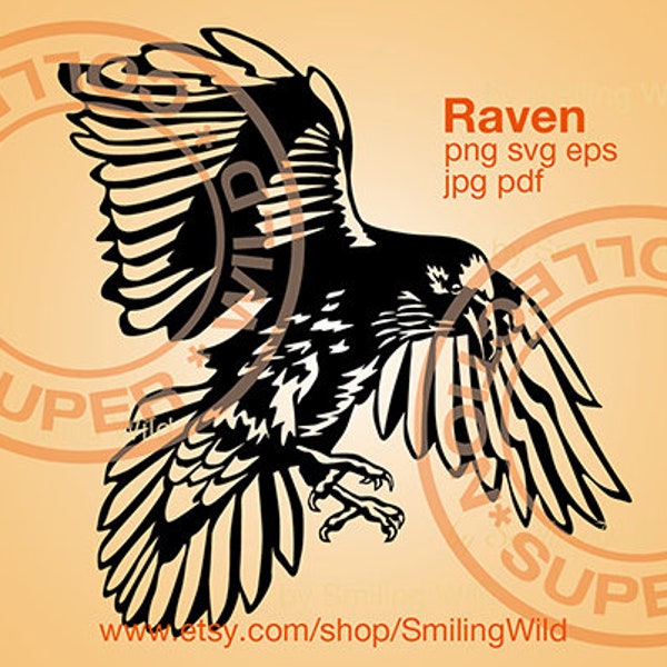 Flying Raven - Etsy