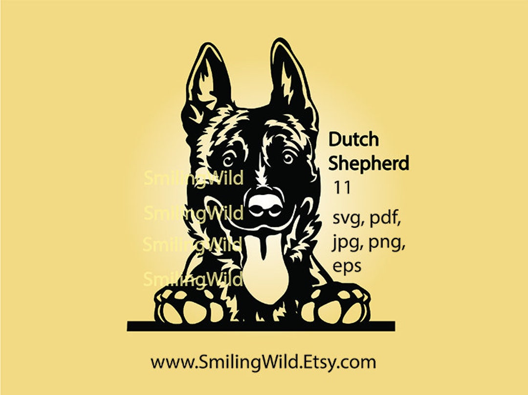 Peeking Dutch Shepherd Svg Vector Graphic Art Portrait, Smiling Dog ...