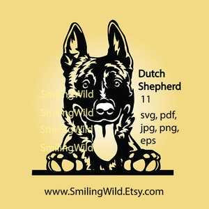 Peeking Dutch Shepherd Svg Vector Graphic Art Portrait, Smiling Dog ...