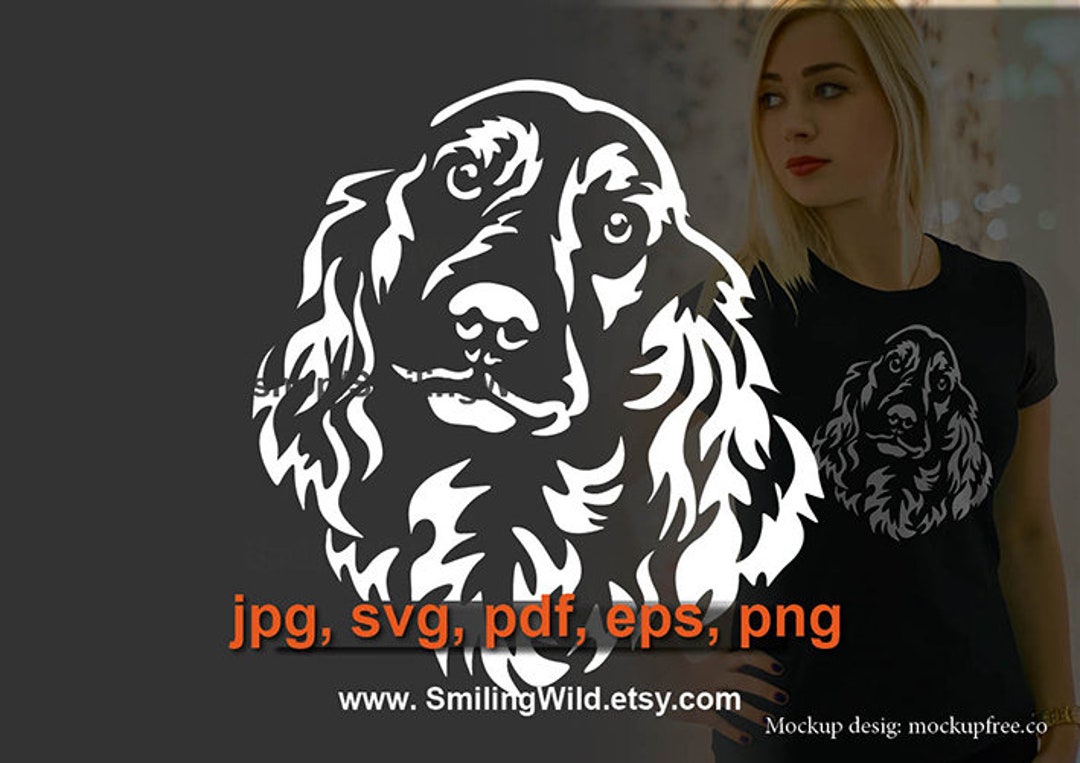 English Cocker Spaniel Svg Portrait Laser Cuttable Cocker Spaniel ...