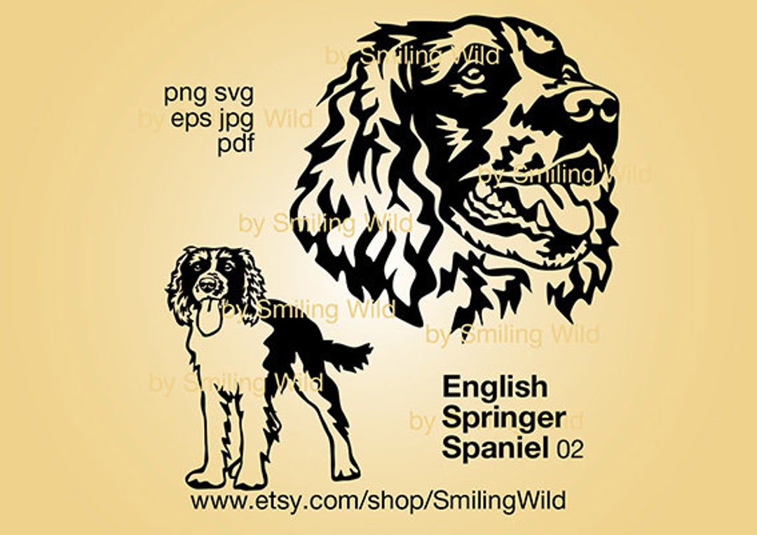 English Springer Spaniel Svg Portrait Clipart Dog Vector Art Artwork ...