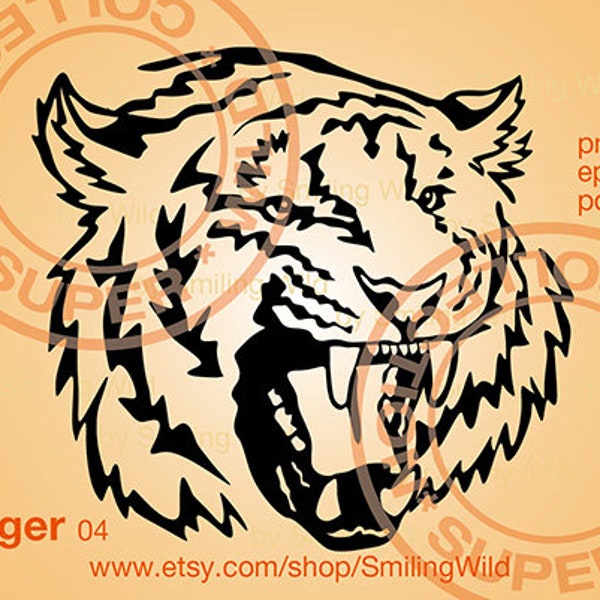 Angry Tiger Clipart - Etsy