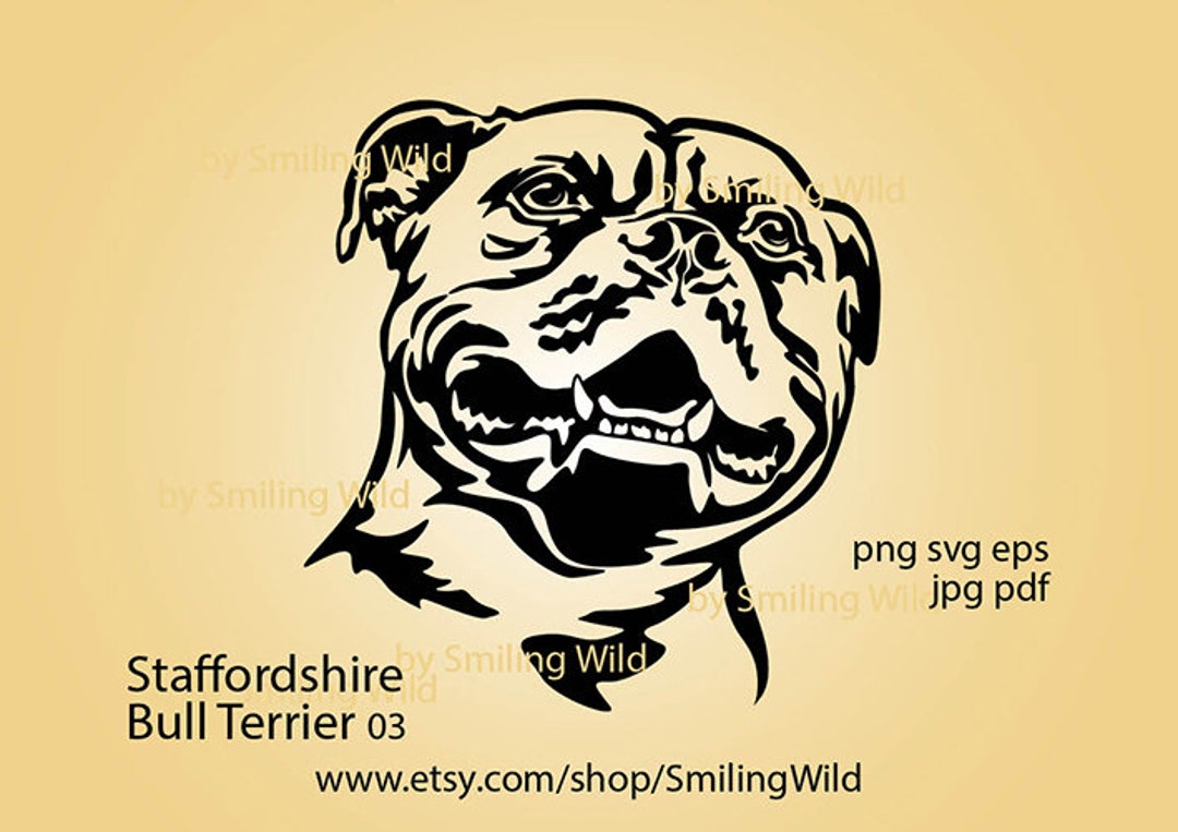 Staffordshire Bull Terrier Svg Portrait Dog Head Cut File Cuttable Bull ...