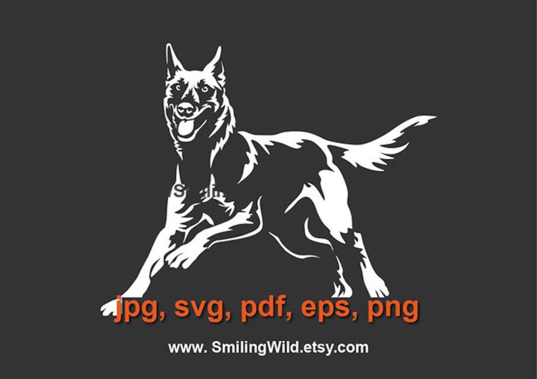 Malinois Svg Running Dog Vector Graphic Art, Running Malinois Cut File ...