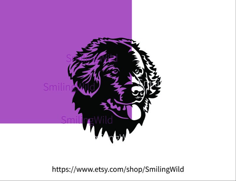 Newfoundland Dog Head Svg Clip Art Illustration Newfoundland - Etsy