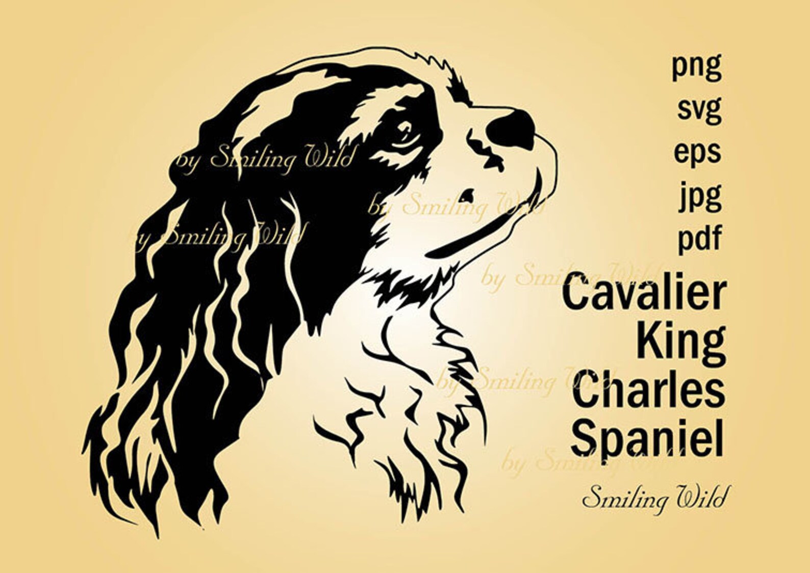 Cavalier King Charles Spaniel Svg Portrait Design Art Artwork - Etsy