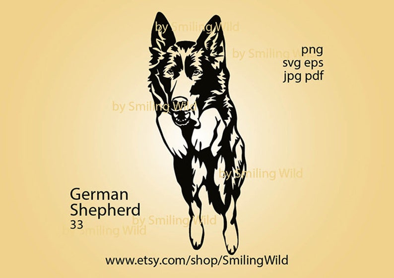 German Shepherd /33/ Jumping Dog Svg Vector Graphic Art Black | Etsy