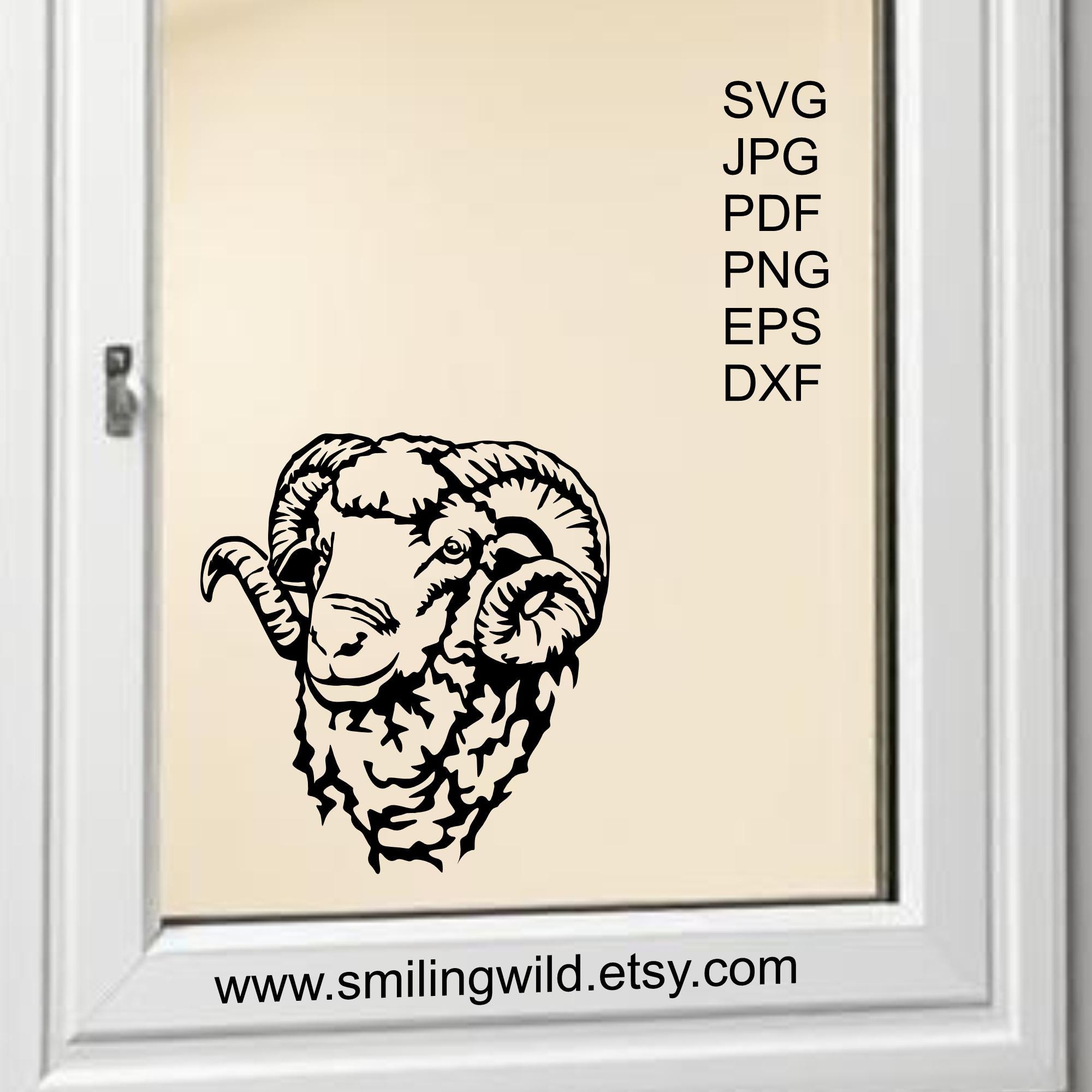 Merino Sheep SVG PNG DXF Face Portrait: Realistic Ram Vector Graphic ...