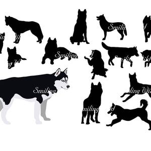 Husky Silhouette Svg Clipart Dog Puppy Cutout Printable Husky Artwork ...
