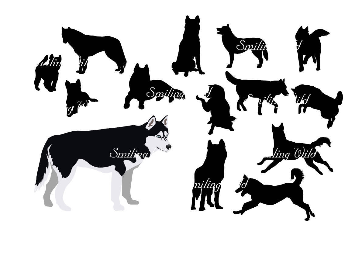 Husky silhouette svg clipart dog puppy cutout printable husky | Etsy