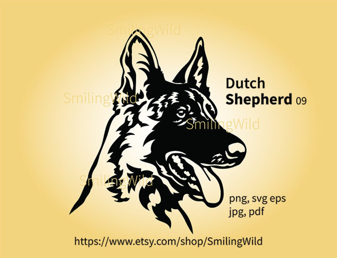 Dutch Shepherd Svg Vector Graphic Art Portrait Dog Head Dog Lovers Gift ...