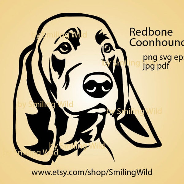 Redbone Coonhound Svg - Etsy