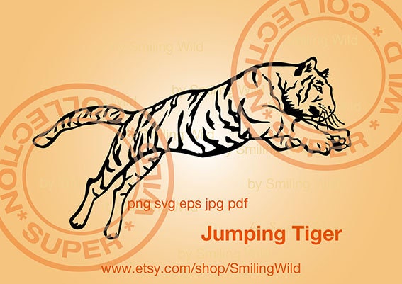 Jumping Tiger Svg Clipart Cut File Cuttable Tiger Wild Animal - Etsy
