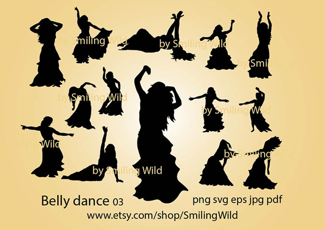 Belly Dancer Svg Silhouette Bundle, Oriental Dance Clip Art, Dancing ...