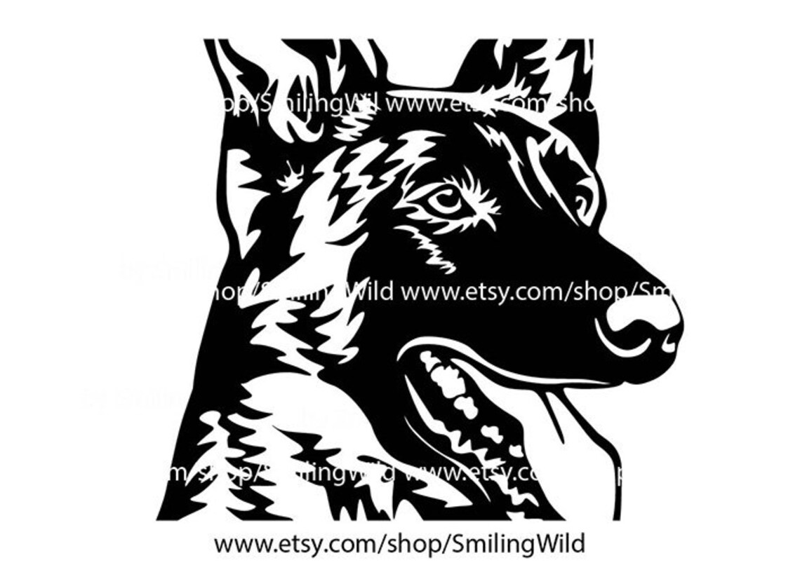 Dutch Shepherd head svg cuttable vector graphic art dog face | Etsy