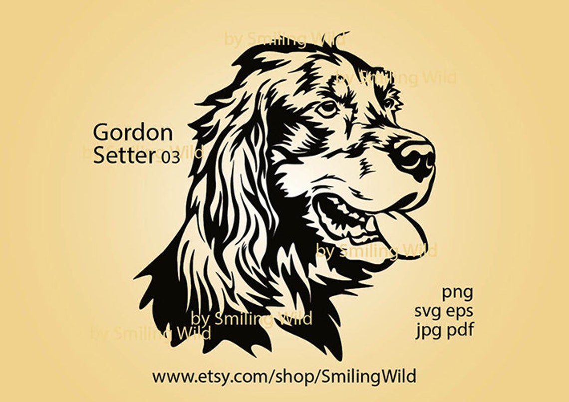 Gordon Setter Svg Clipart /03/ Vector Graphic Portrait Hunting - Etsy