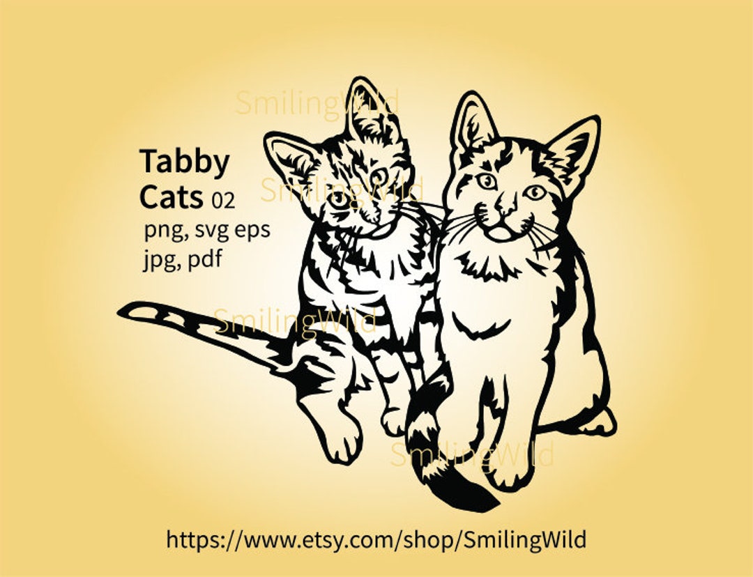 Tabby Cat Svg Vector Graphic Design, Kitten Cuttable Clip Art Png File ...