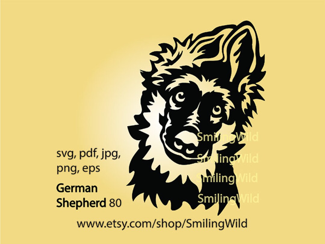 German Shepherd Puppy Svg Head Tilt Peeking Dog Vector - Etsy