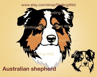 Aussie Svg Vector Graphic Art Portrait Australian Shepherd | Etsy