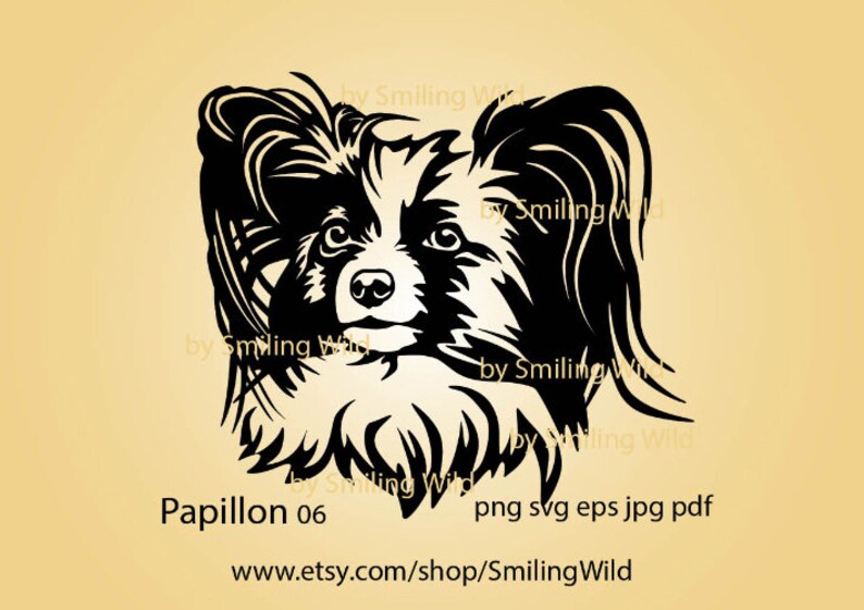 Papillon Dog Svg Png Vector Graphic Portrait Papillon Dog Cut - Etsy