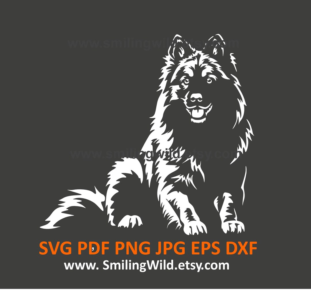 Keeshond SVG, PNG, DXF | Realistic Wolfspitz Dog White Canine Vector ...