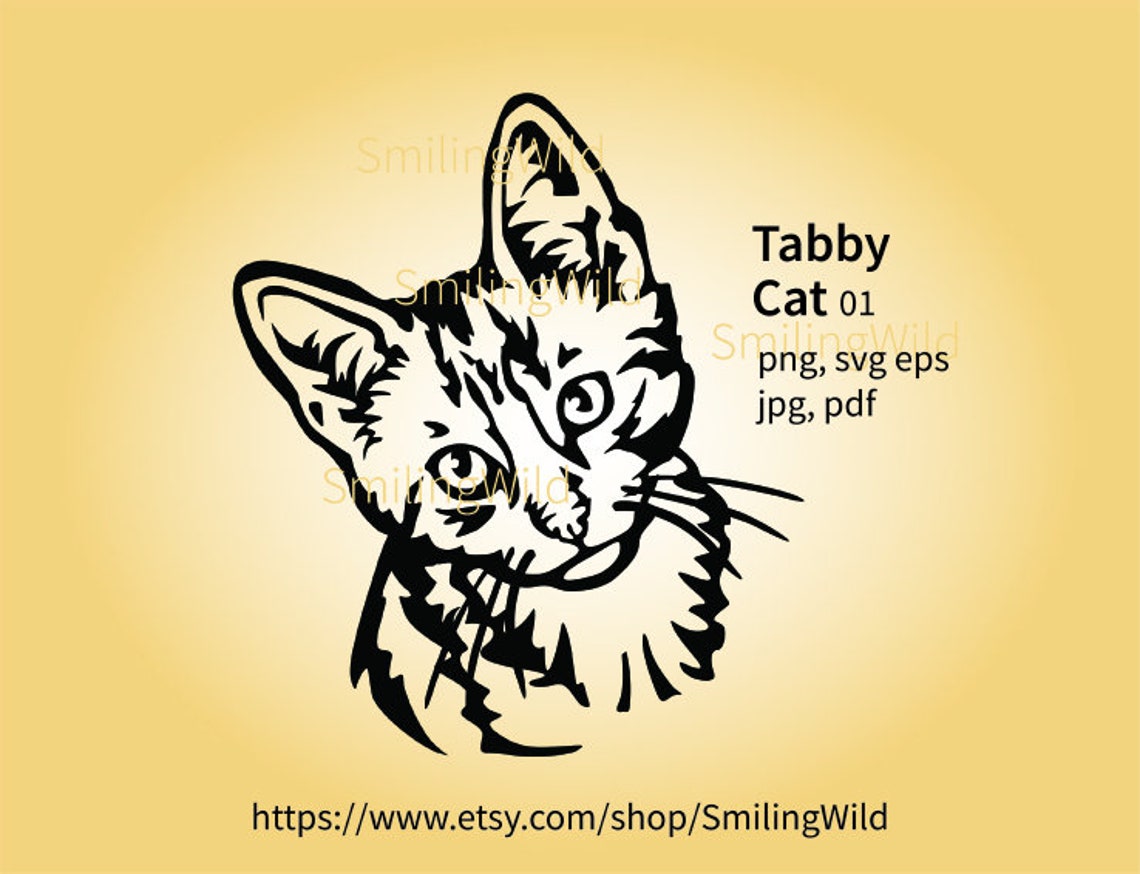 Tabby Cat Svg Vector Graphic Design Kitten Cuttable Clip Art - Etsy