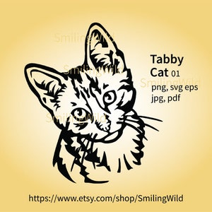 Tabby Cat Svg Vector Graphic Design, Kitten Cuttable Clip Art Png File ...