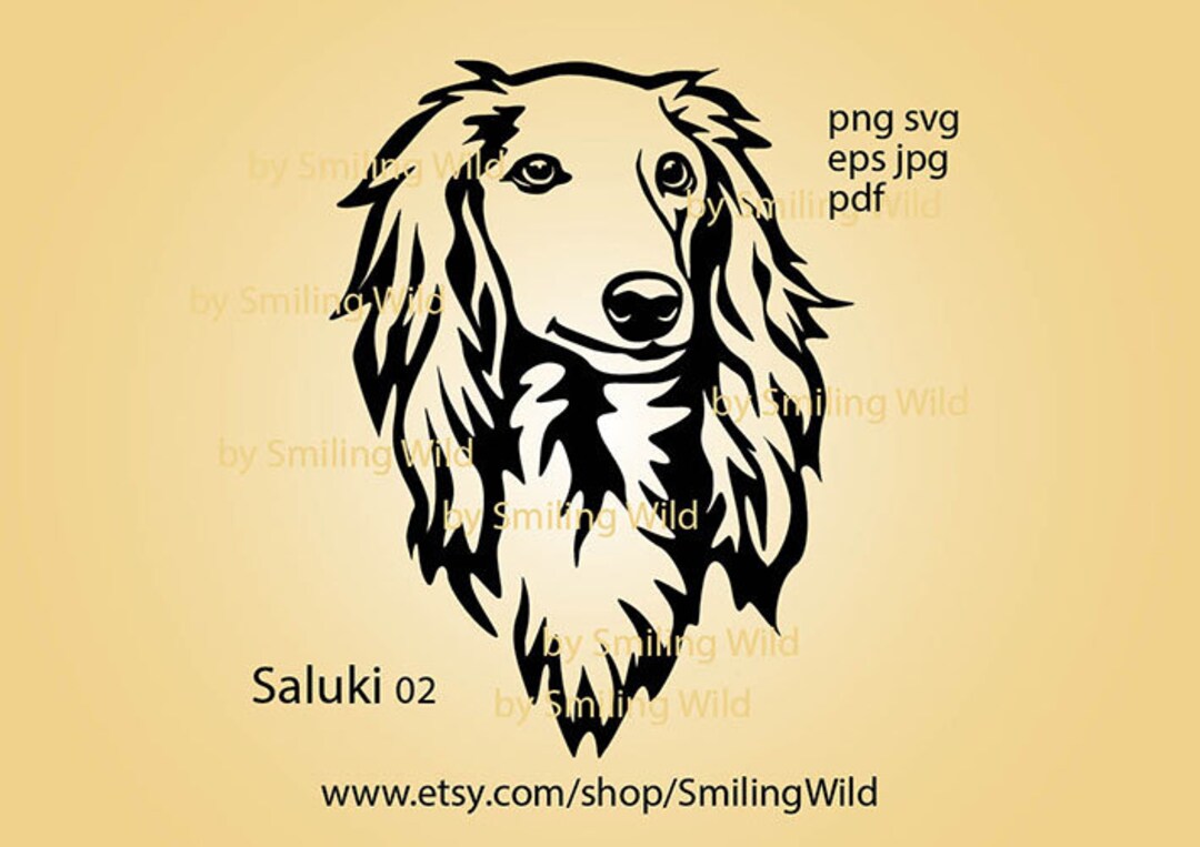 Saluki Svg Vector Grahic Art Portrait Saluki Dog Clipart Cut - Etsy