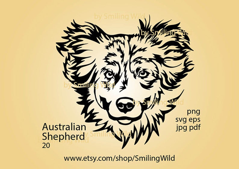 Australian Shepherd svg face cut file Aussie dog shirt design | Etsy