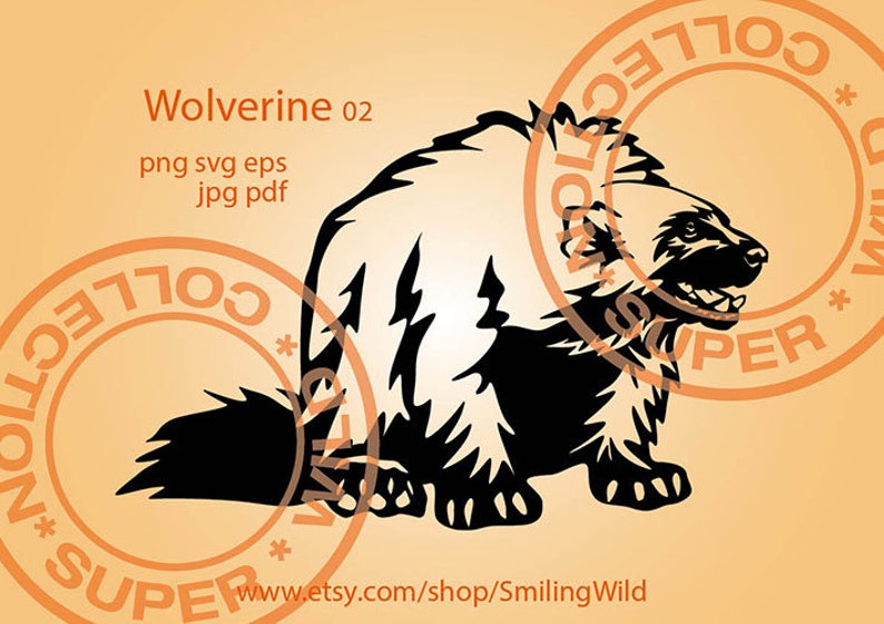 Wolverine Svg Clipart Vector Graphic Art Wild Animal Svg Cut | Etsy