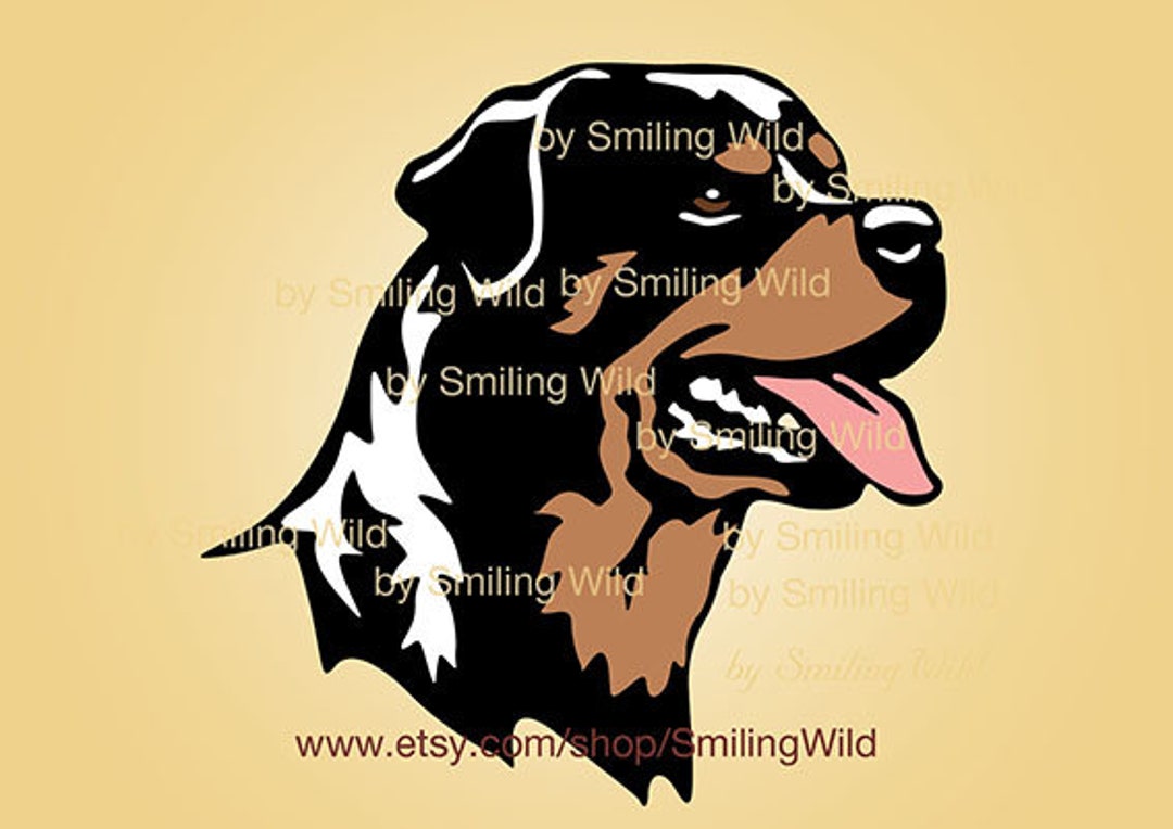 Rottweiler Dog Svg Portrait Cut File Clipart Vector Graphic Art ...