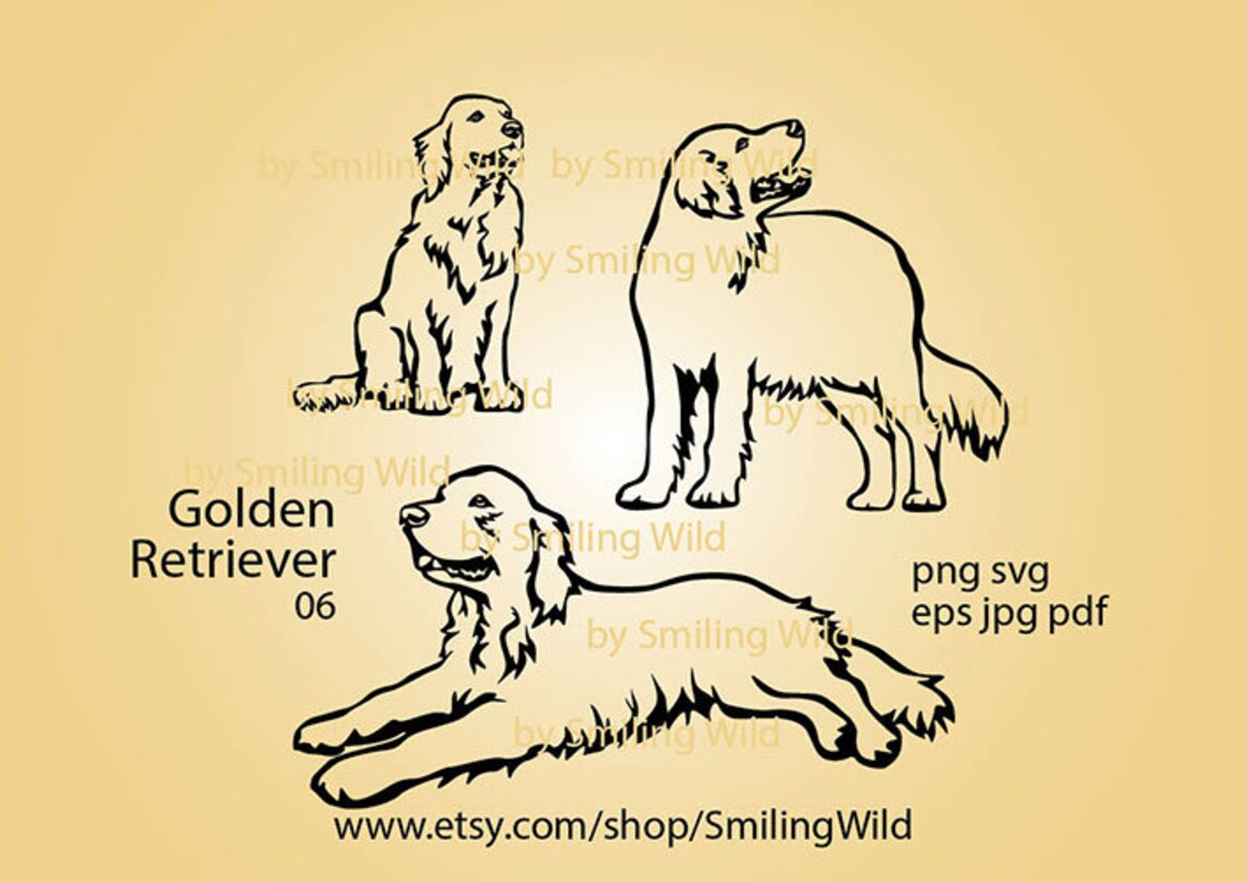 Golden Retriever Svg Clipart Vector Graphic Art Artwork - Etsy