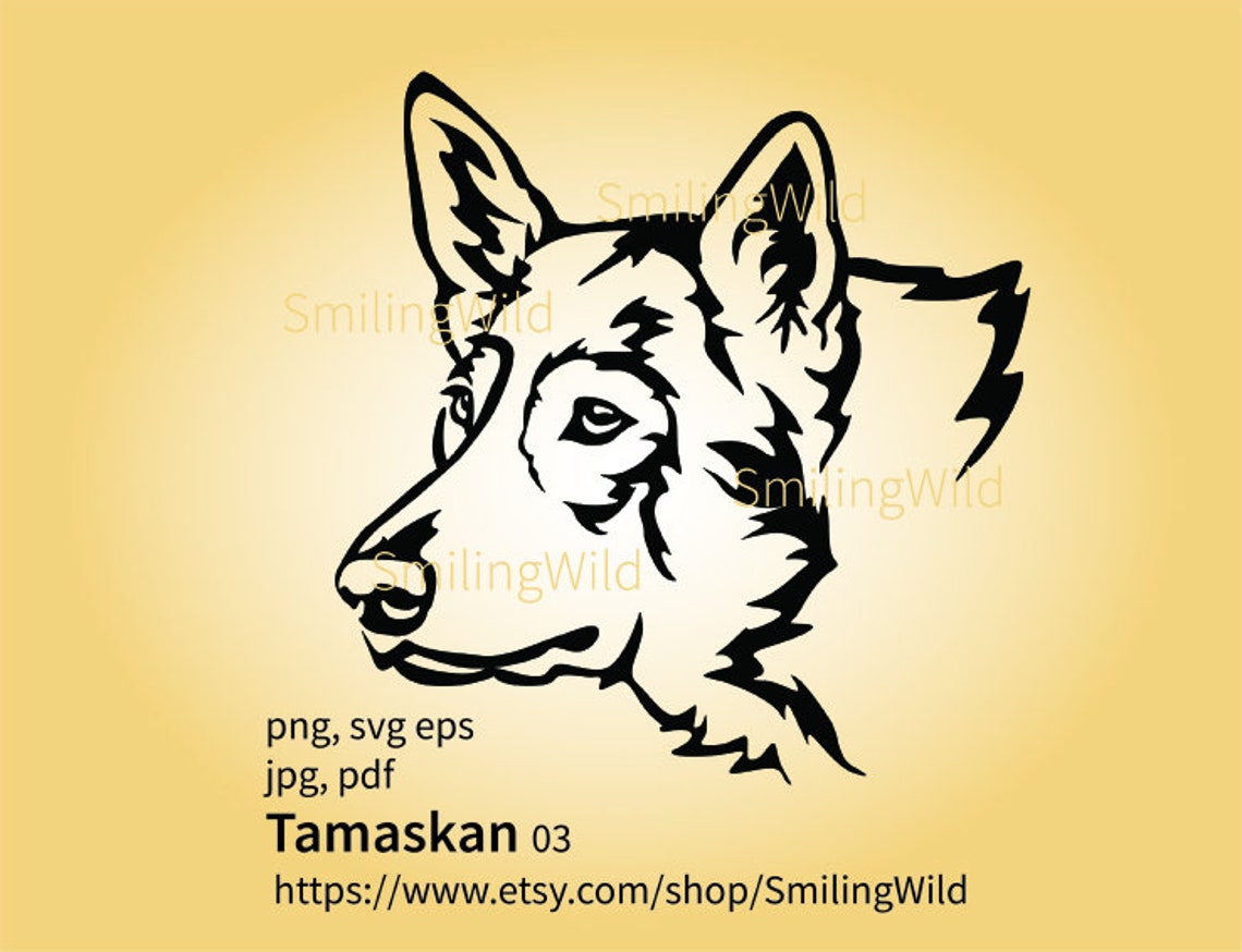 Tamaskan Dog Svg Vector Art Clipart Tamaskan Lying Dog Cut - Etsy