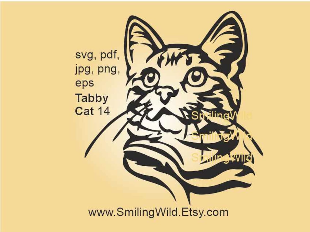 Tabby Cat Svg Clip Art Design, Tabby Cat Cuttable Vector Graphic ...