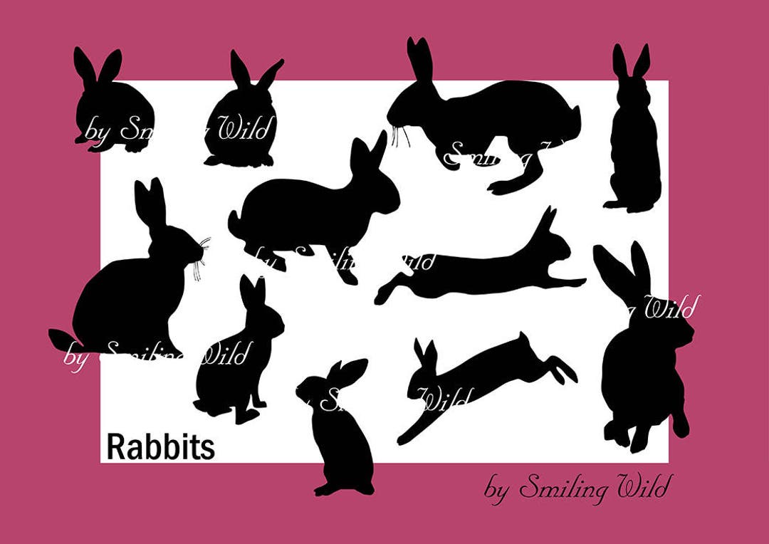 Rabbit Svg Clipart Silhouette Vector Graphic Art Wild Animal Hare Svg ...