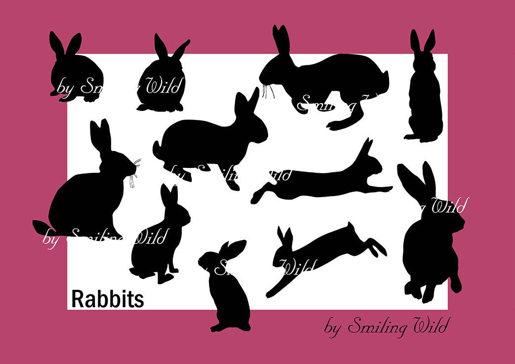 Rabbit svg clipart silhouette vector graphic art wild animal | Etsy