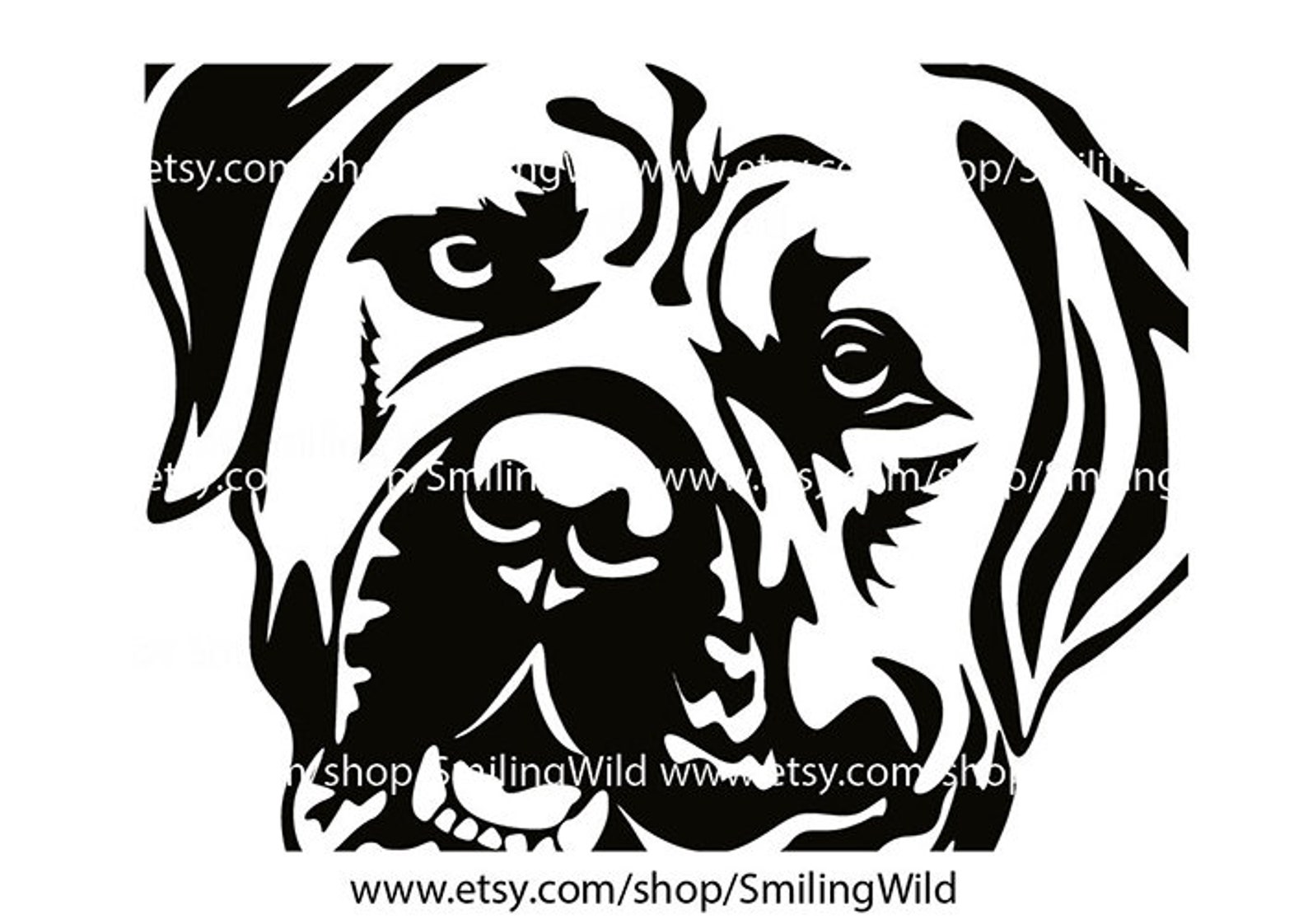Boerboel Vector Graphic Art Mastiff Svg Smiling Dog Face Cut - Etsy