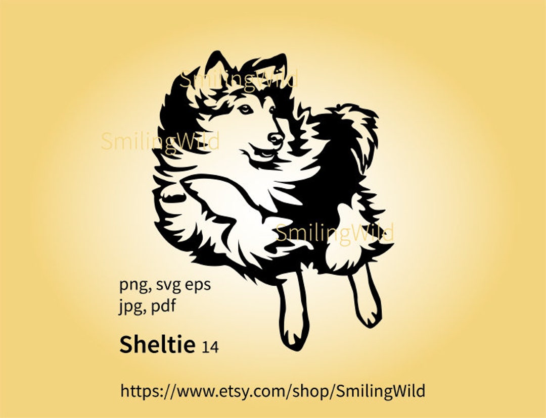 Sheltie Dog Svg Illustration, Shetland Sheepdog Vector Graphic Art ...