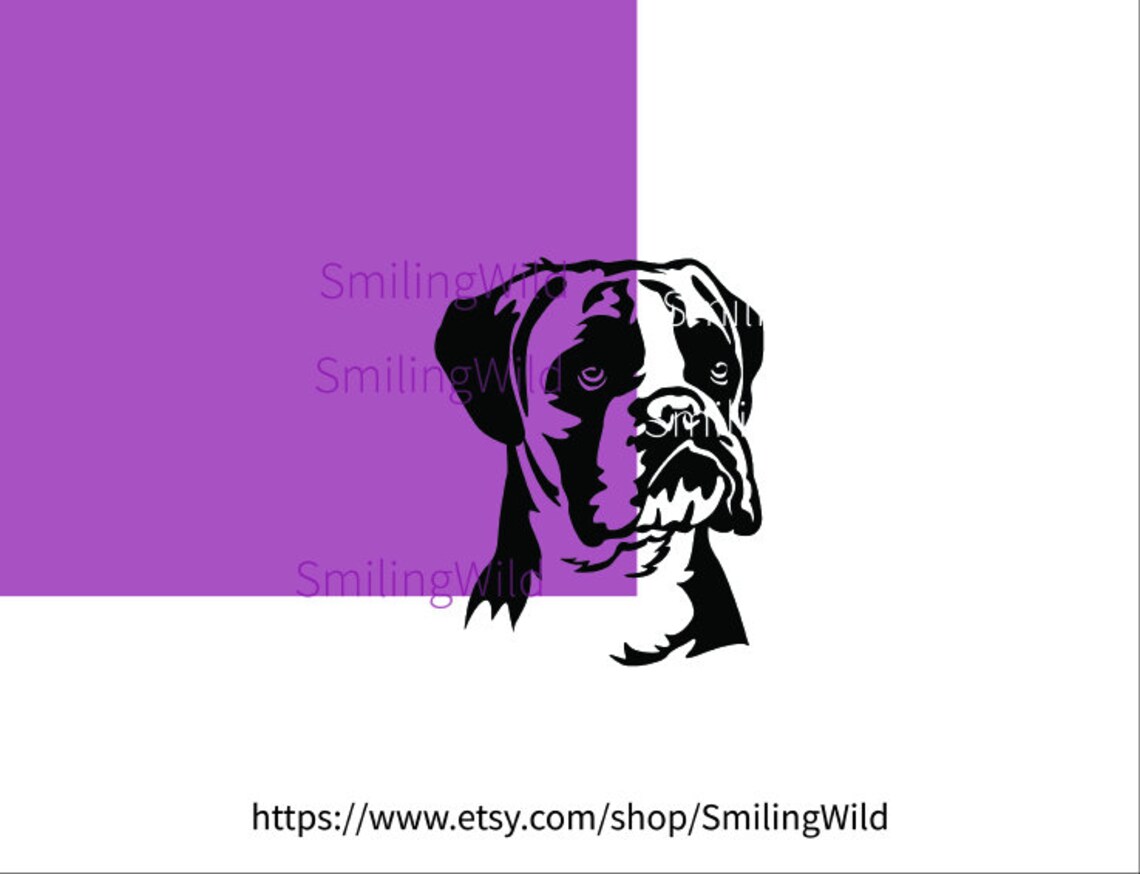 Boxer Dog Head Svg Vector Graphic Clip Art Illustration | Etsy