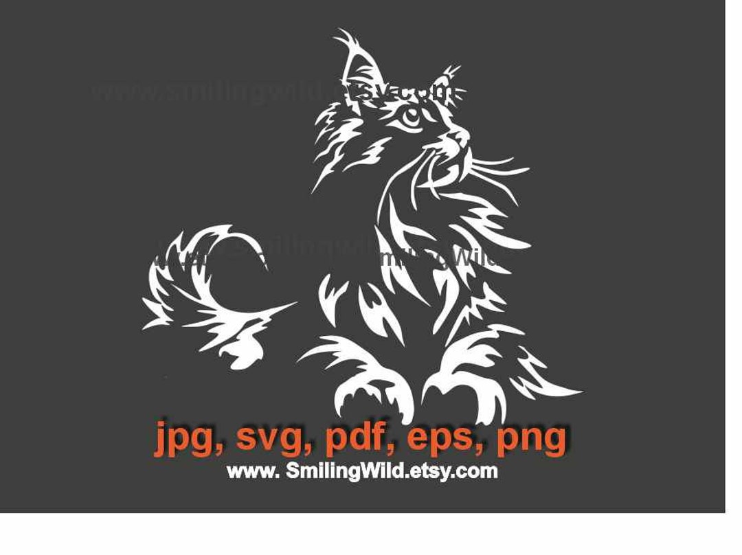 Norwegian Forest Cat Svg Vector Graphic File, Cat Cuttable Digital Clip ...