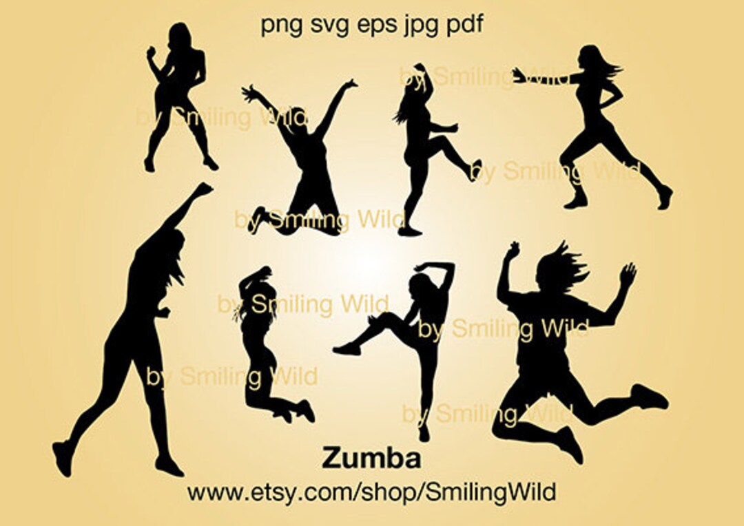 Zumba Dance Svg Cut File Silhouette Jumping Dancing Woman Zumba Dance ...